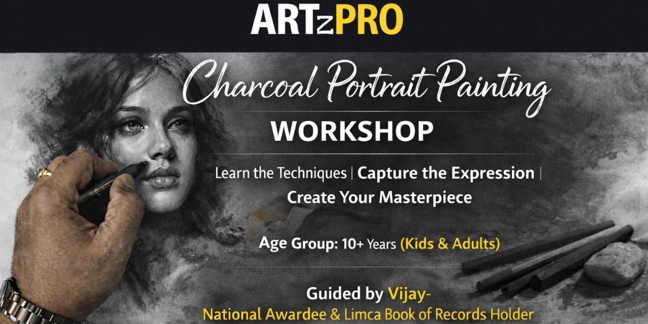 ARTzPRO Live Workshop: Charcoal Portrait Painting workshops Event ...